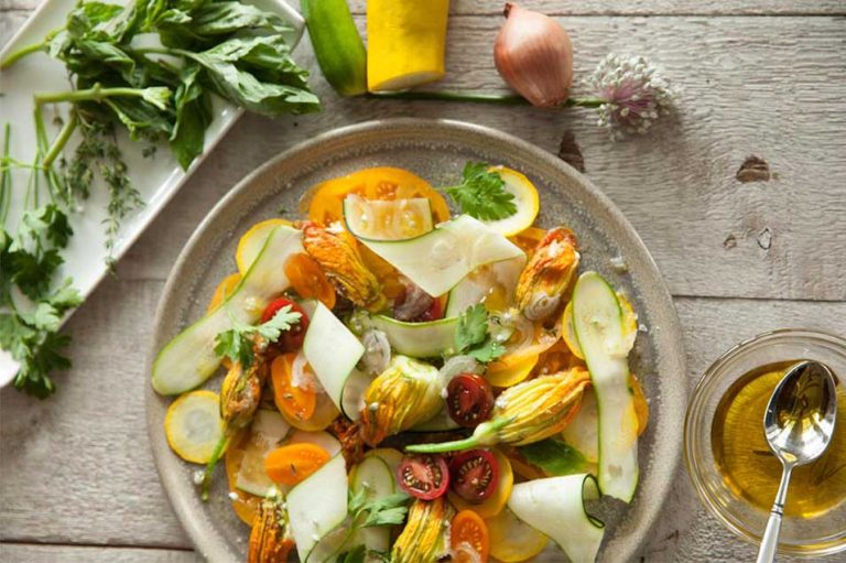 Summer Carpaccio with Summer Squash Blossoms | Wicked Healthy