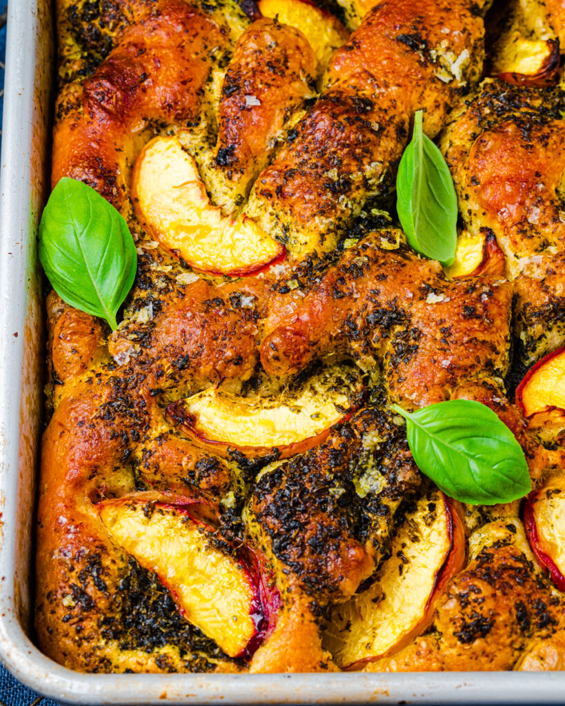 This Basil & Peach Focaccia Recipe by Wicked will leave you Peach-less!