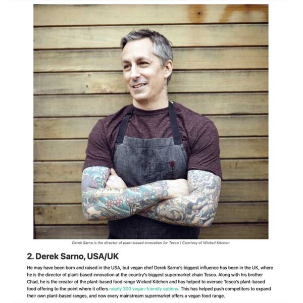 Derek Sarno is Named One of the Top Vegan Chef's in the World